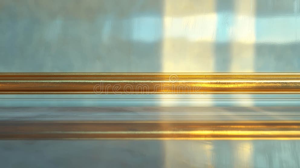 Luxurious Wall Design with Glossy Gold Molding and Smooth Surface Stock ...