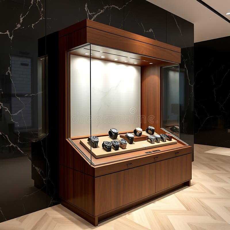 A Luxurious Walnut Display Cabinet with a Built in Backlight Showcasing ...