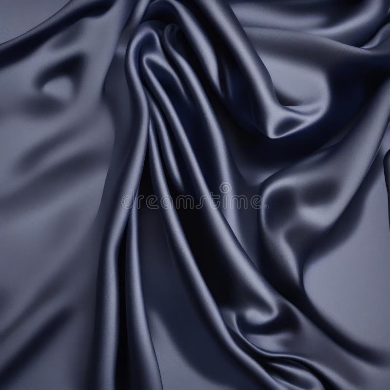 Luxurious Waves of Deep Blue Silk Cascade Elegantly, Reflecting Soft ...