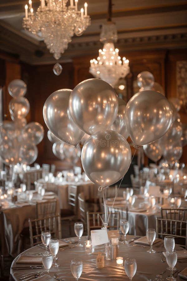 Luxurious Wedding or Party Reception with Elegant Decor and Silver ...