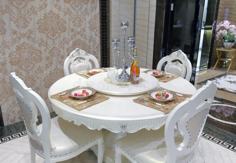 Luxurious Western Round Table Stock Photo - Image of four, decor: 87917352