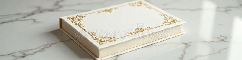 Luxurious White Book, Gold Foil Floral Pattern, Marble Surface, Elegant ...