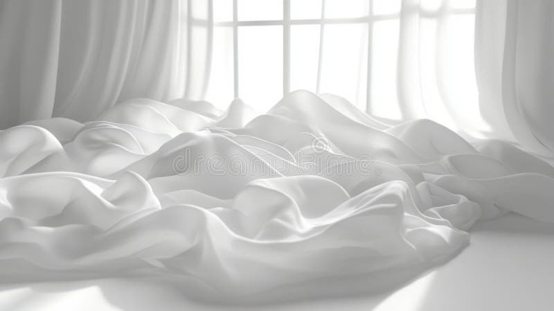 Luxurious White Fabric Draped Near Window Stock Illustration ...