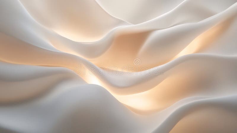 Luxurious White Flowing Fabric Illuminated with Warm Light Waves for ...