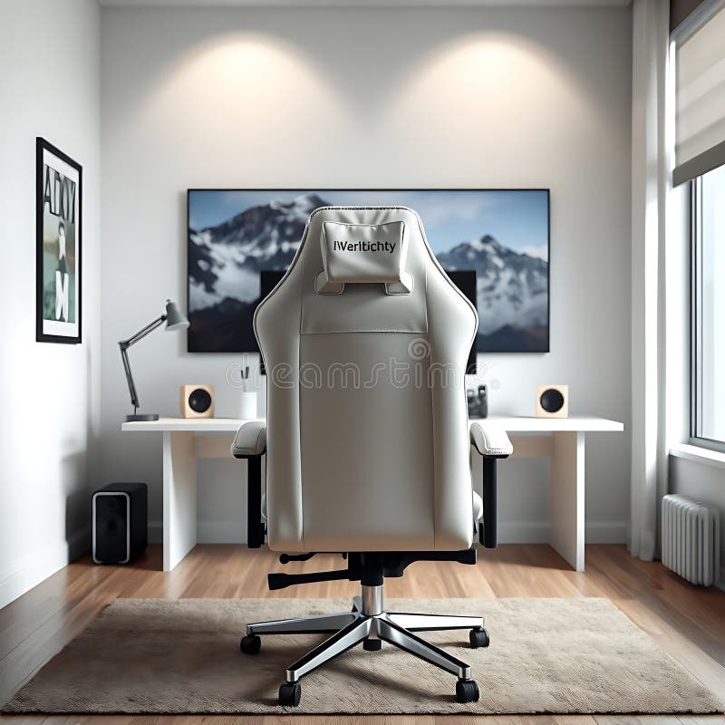 A Luxurious White Leather Gaming Chair Placed in a Minimalistic Home ...