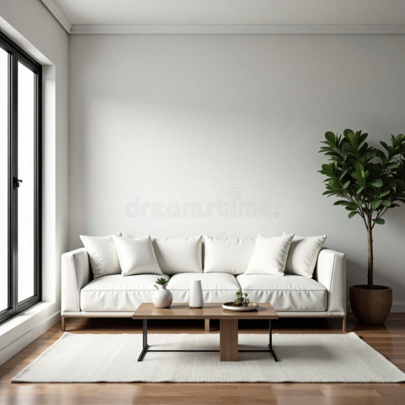 Luxurious White Linen Sofa, Modern Open Plan Living Room, Interior ...