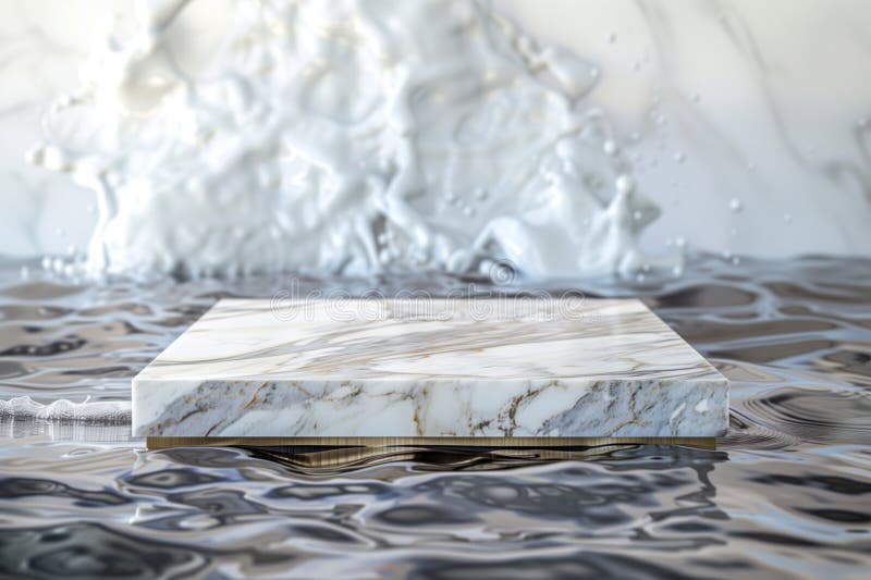 Luxurious White Marble Table Top with Water Splash for Elegant Product ...