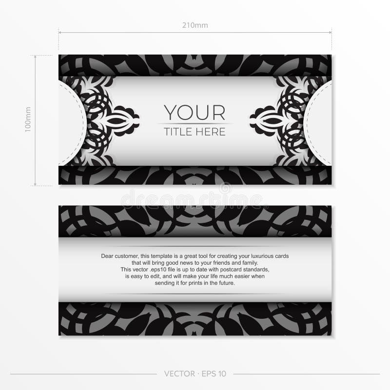 Luxurious White Rectangular Postcard Template with Vintage Abstract ...
