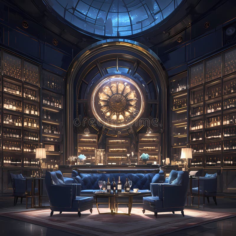 Luxurious Wine Cellar Bar Interior Stock Illustration - Illustration of ...