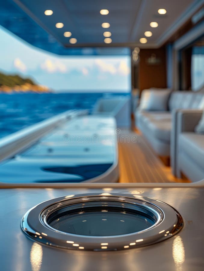 Luxurious Yacht Deck Overlooking Ocean Elegant Seating Stock Photos ...