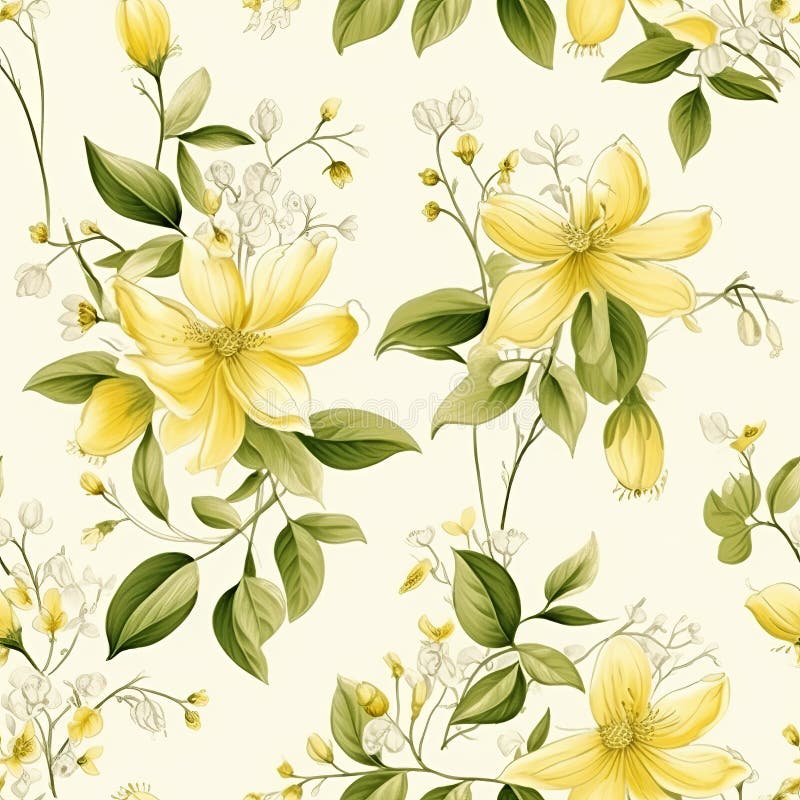 Luxurious Yellow Flower Seamless Pattern Vector Illustration Stock ...