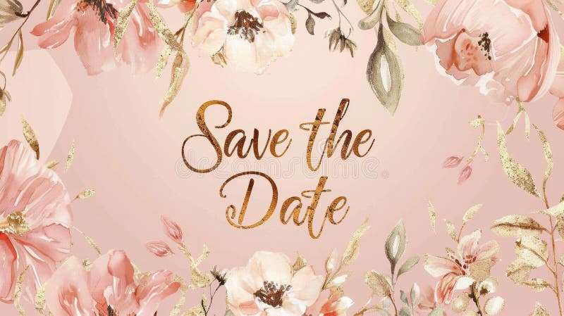 Elegant Gold Foil Save the Date Card with Watercolor Floral Design for ...