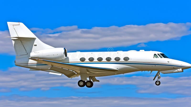 Luxury Above the Clouds: White Jet Soaring at Sunset. Stock ...