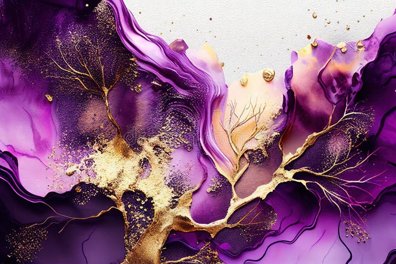 Luxury Abstract Alcohol Ink Background with Gold Paints. Generative ...