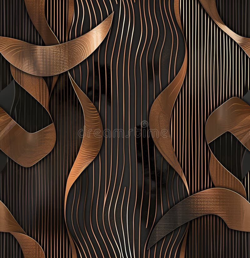 Luxury Abstract Background with Flowing Copper Lines and Dark Metallic ...