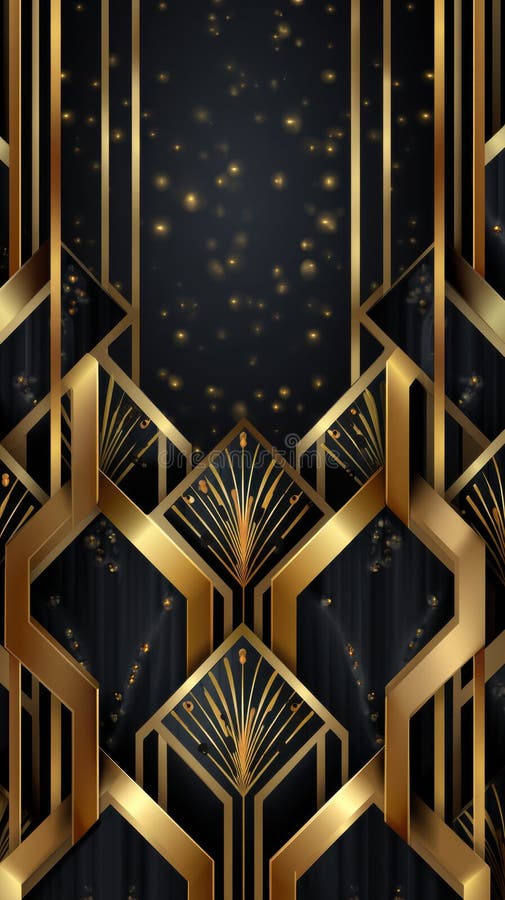 Luxury Abstract Black and Gold Geometric Art Deco Background with ...