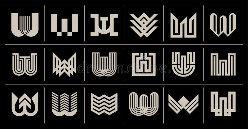 Luxury Abstract Initial W Letter Logo Set Stock Vector - Illustration ...