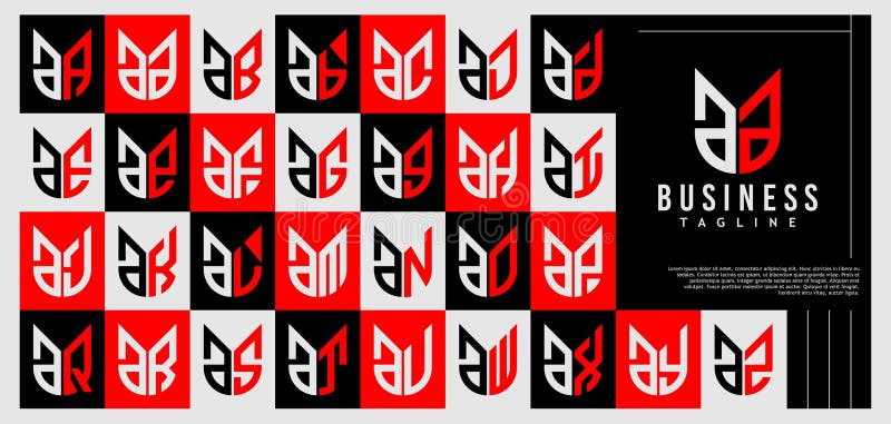 Luxury Abstract Shield Lowercase Letter a AA Logo Design Set Stock ...