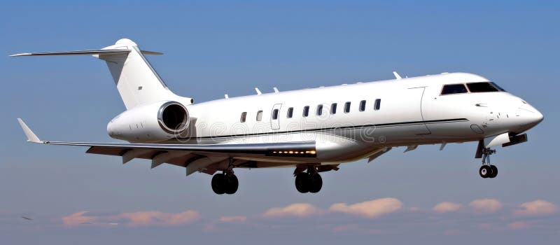 Luxury Airborne: White Private Jet in Evening Glory. Stock Illustration ...