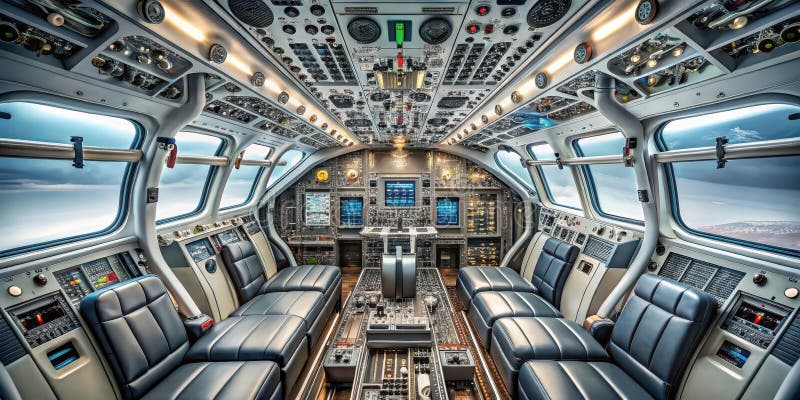 Luxury Airplane Cockpit Interior Sleek Design, Advanced Technology, and ...
