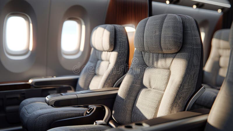 Luxury Airplane Seats with Modern Design in Aircraft Cabin Stock Image ...