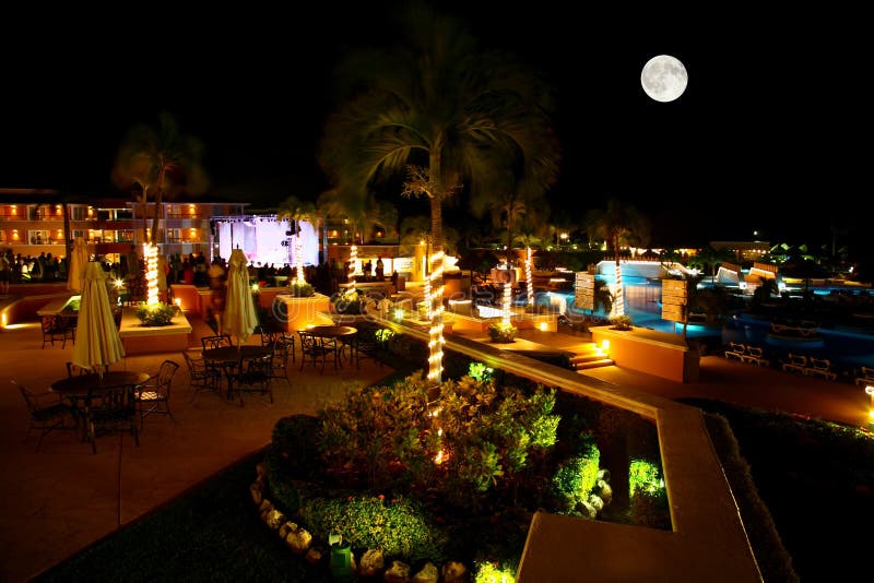 A Luxury All Inclusive Beach Resort at Night Stock Photo - Image of ...