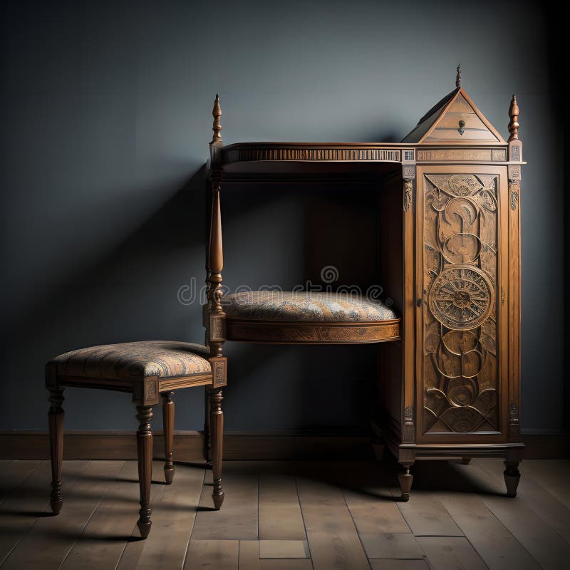 Luxury Antique Chair in a Dark Room. Generative Ai Stock Illustration ...