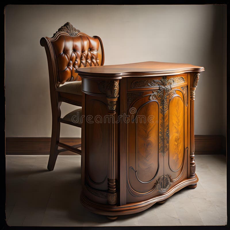 Luxury Antique Chair and Table in the Interior of the Room. Generative ...