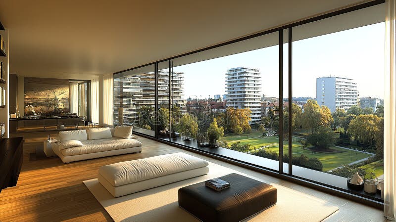 Luxury Apartment Sunset City View Interior Design Stock Photo - Image ...