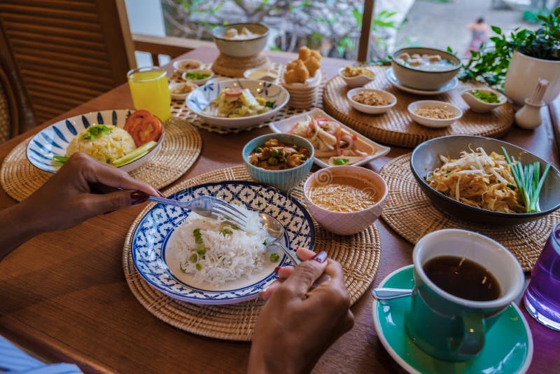 Luxury Asian Breakfast in Hotel Stock Photo - Image of delicious ...