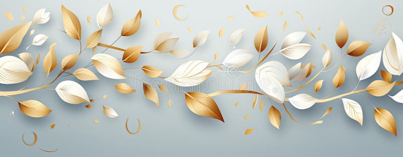 Luxury Background with Golden Leaves Stock Illustration - Illustration ...