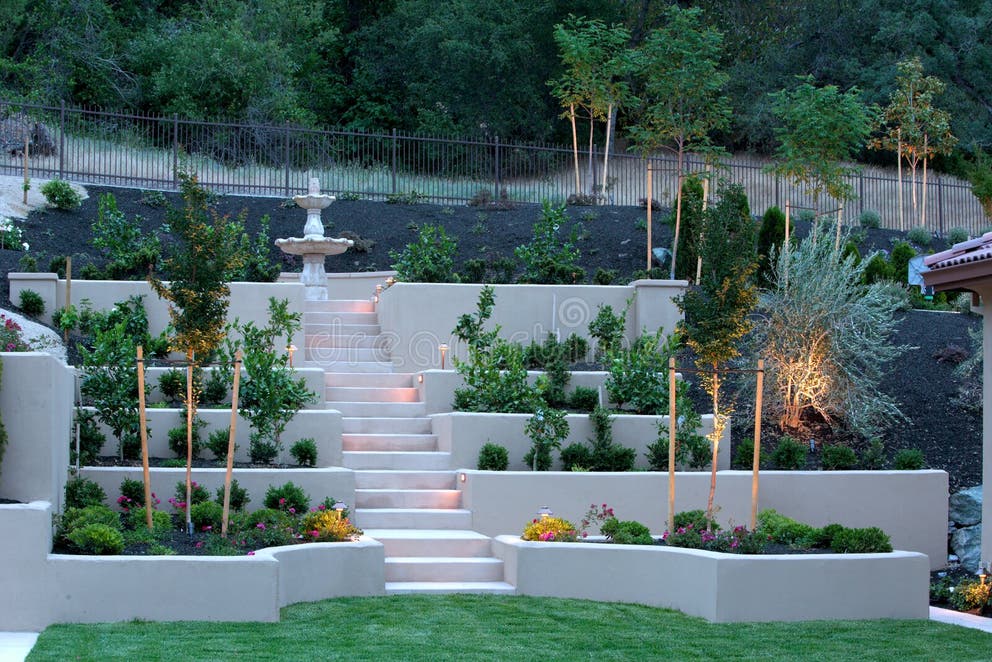 Luxury backyard stock image. Image of living, evening - 5479239