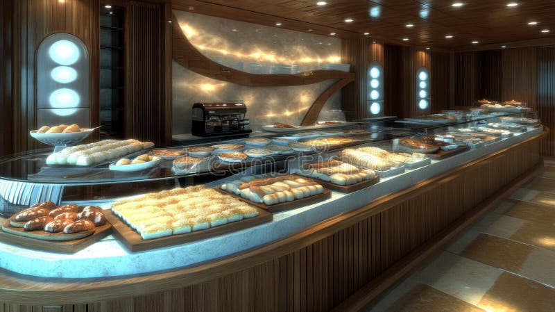 Luxury Bakery Display, Delicious Pastries Stock Illustration ...