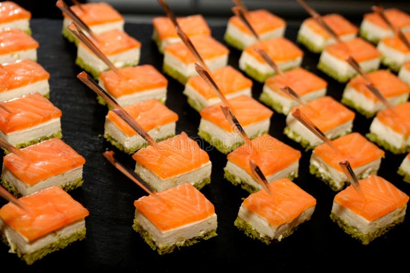 Canape with Red Fish, Buffet Table Stock Image - Image of lunch ...