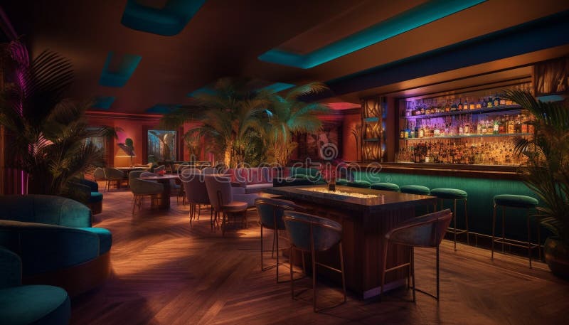 Luxury Bar Illuminated for Modern Nightlife Entertainment Generated by ...