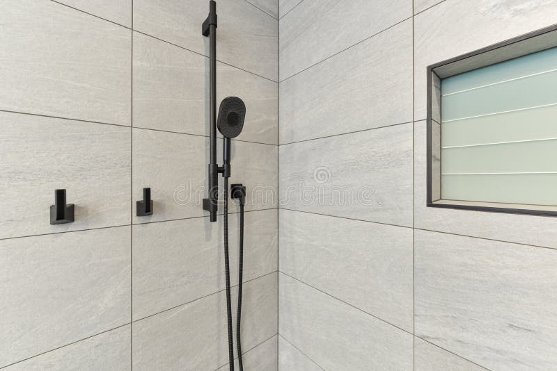 Luxury Bathroom Shower Interior Stock Image - Image of design, inside ...