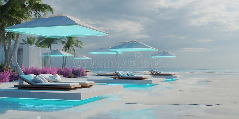 Luxury Beach Resort Oceanfront Relaxation Stock Illustration ...