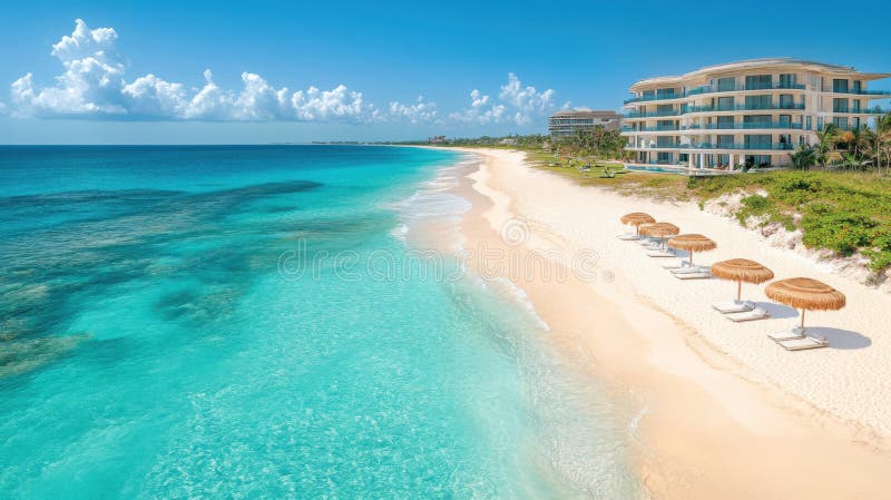 Luxury Beach Resort with Turquoise Ocean and White Sand Stock Image ...