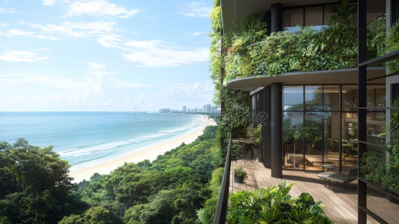 Luxury Beachfront Apartment with Panoramic Ocean View Stock ...