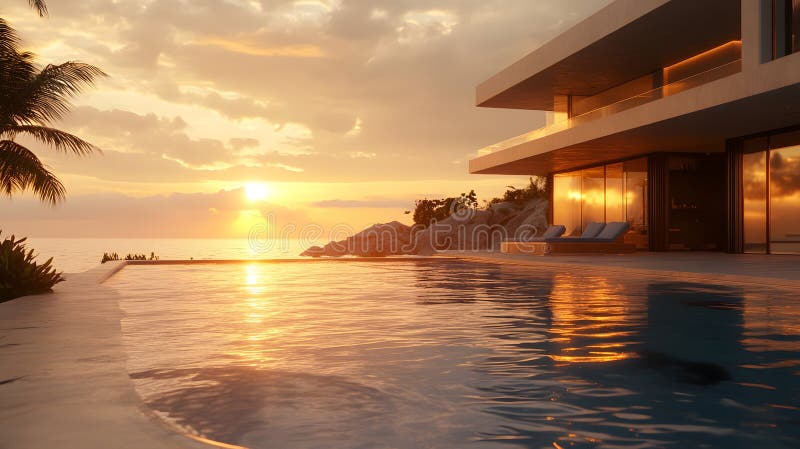 Luxury Beachfront Home at Sunset Modern Minimalist Architecture and ...