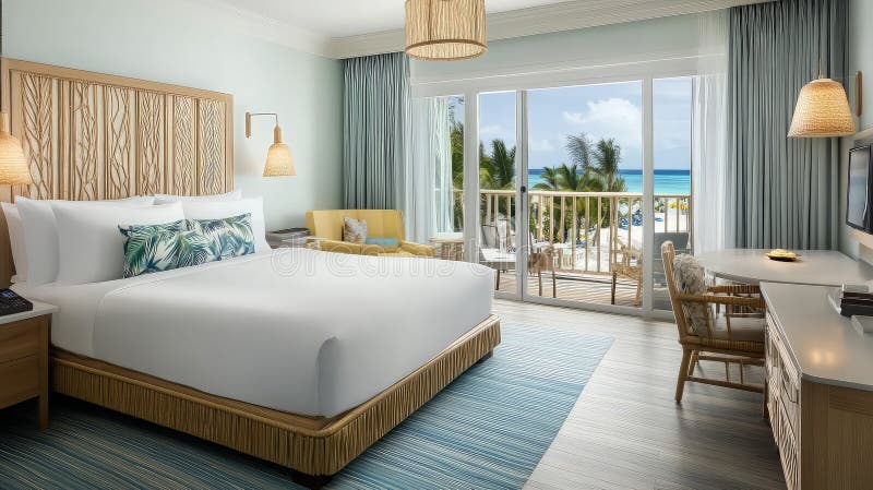 Luxury Beachfront Hotel Room Stock Image - Image of decor, luxury ...