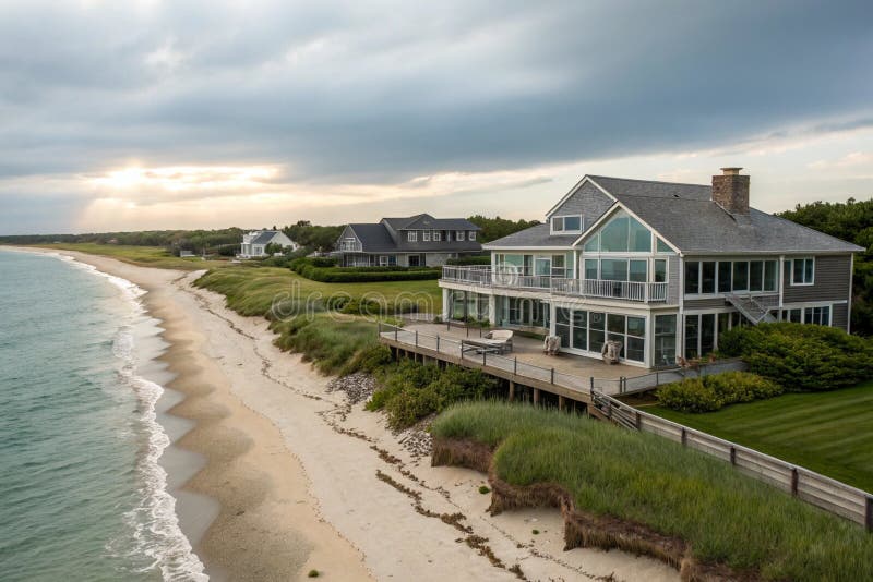 Luxury Beachfront Property in Brewster, Cape Cod Stock Illustration ...