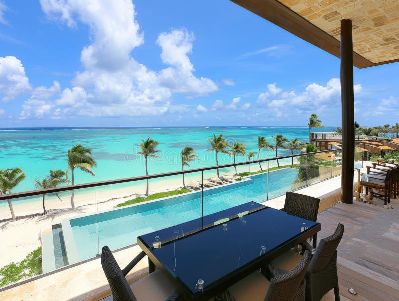 Luxury Beachfront Resort with Ocean View and Infinity Pool Stock Image ...