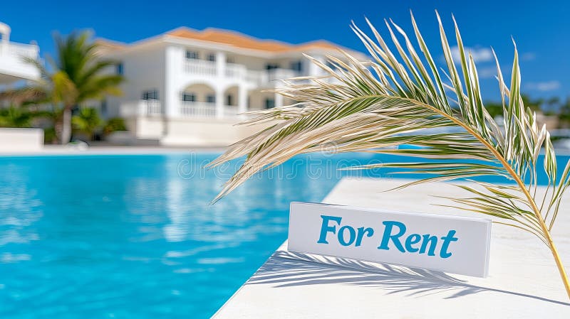 Luxury Beachfront Villa for Rent with Pool Under Palm Trees Stock ...
