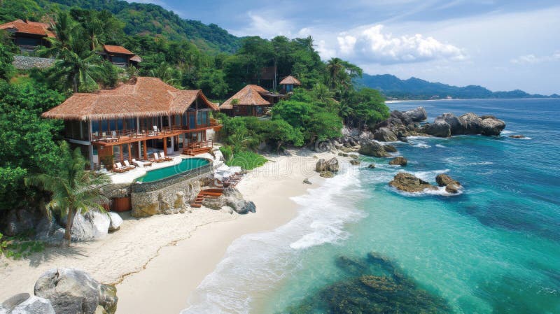 Luxury Beachfront Villa with Stunning Ocean Views Stock Image - Image ...