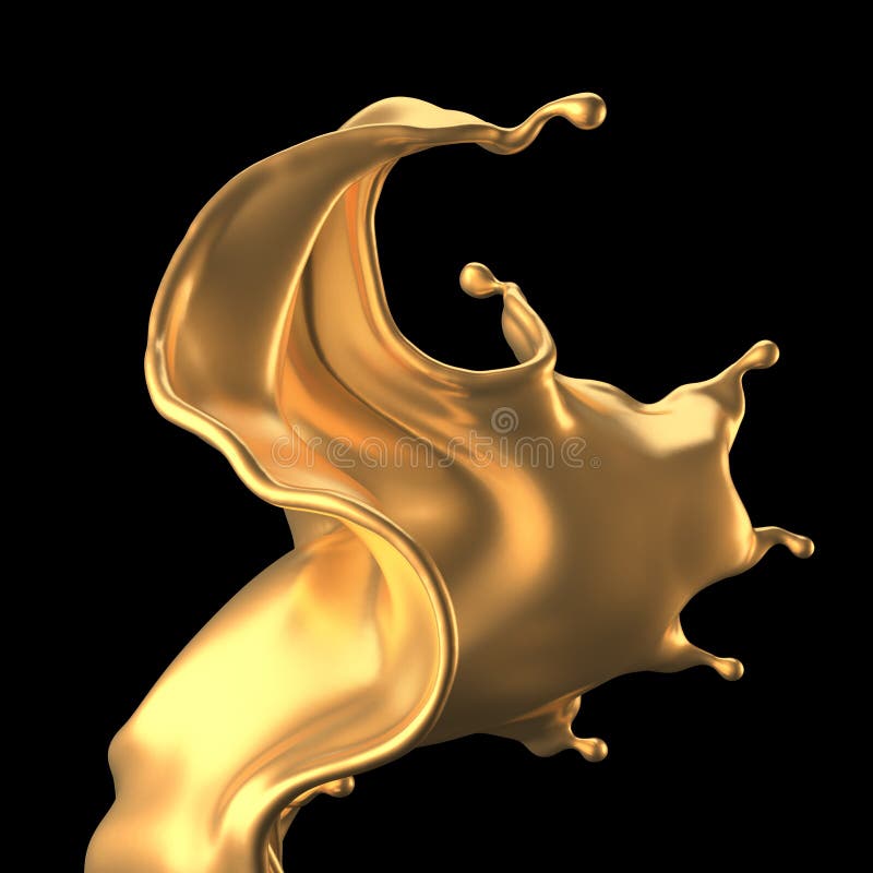 Luxury Beautiful Gold Splash. 3d Illustration, 3d Rendering Stock ...