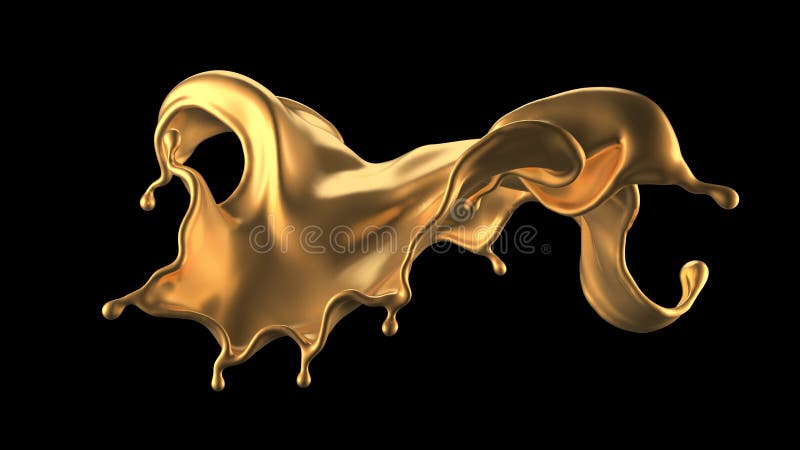 Luxury Beautiful Gold Splash. 3d Illustration, 3d Rendering Stock ...