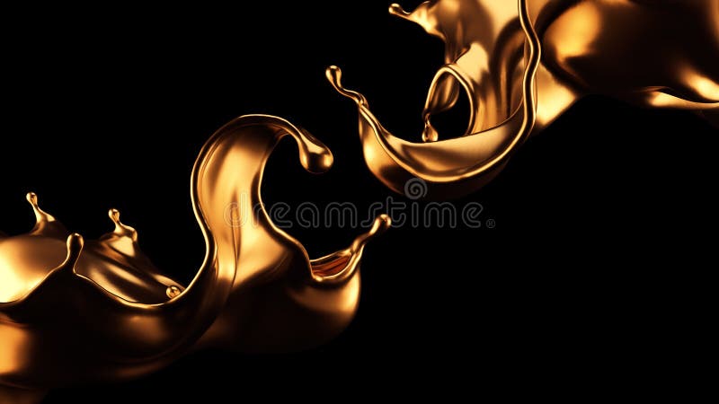 Luxury Beautiful Gold Splash. 3d Illustration, 3d Rendering Stock ...