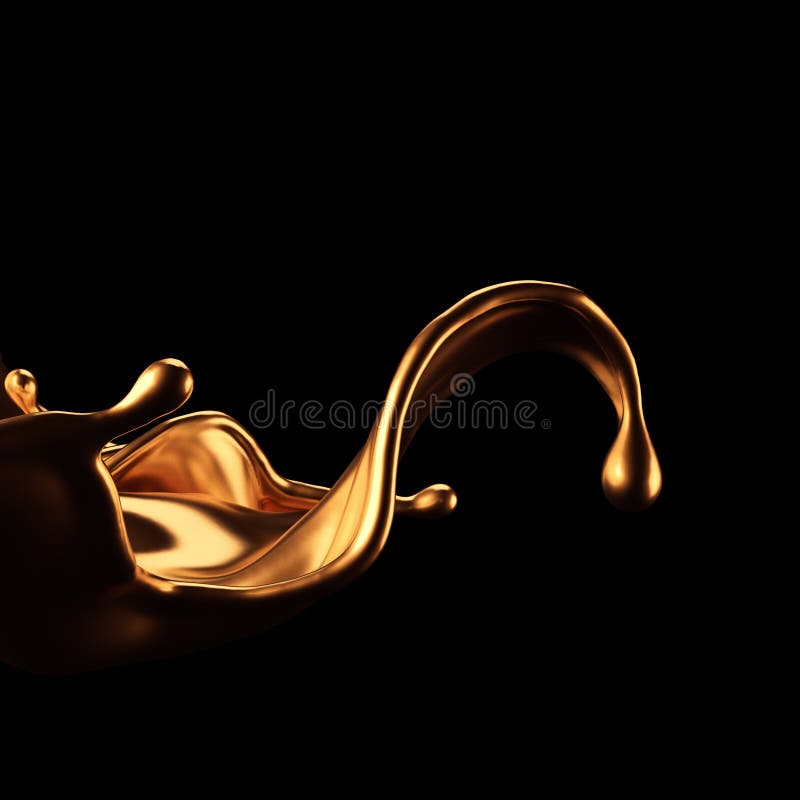 Luxury Beautiful Gold Splash. 3d Illustration, 3d Rendering Stock ...