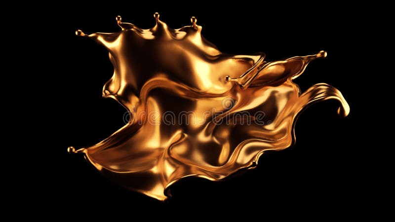 Luxury Beautiful Gold Splash. 3d Illustration, 3d Rendering Stock ...